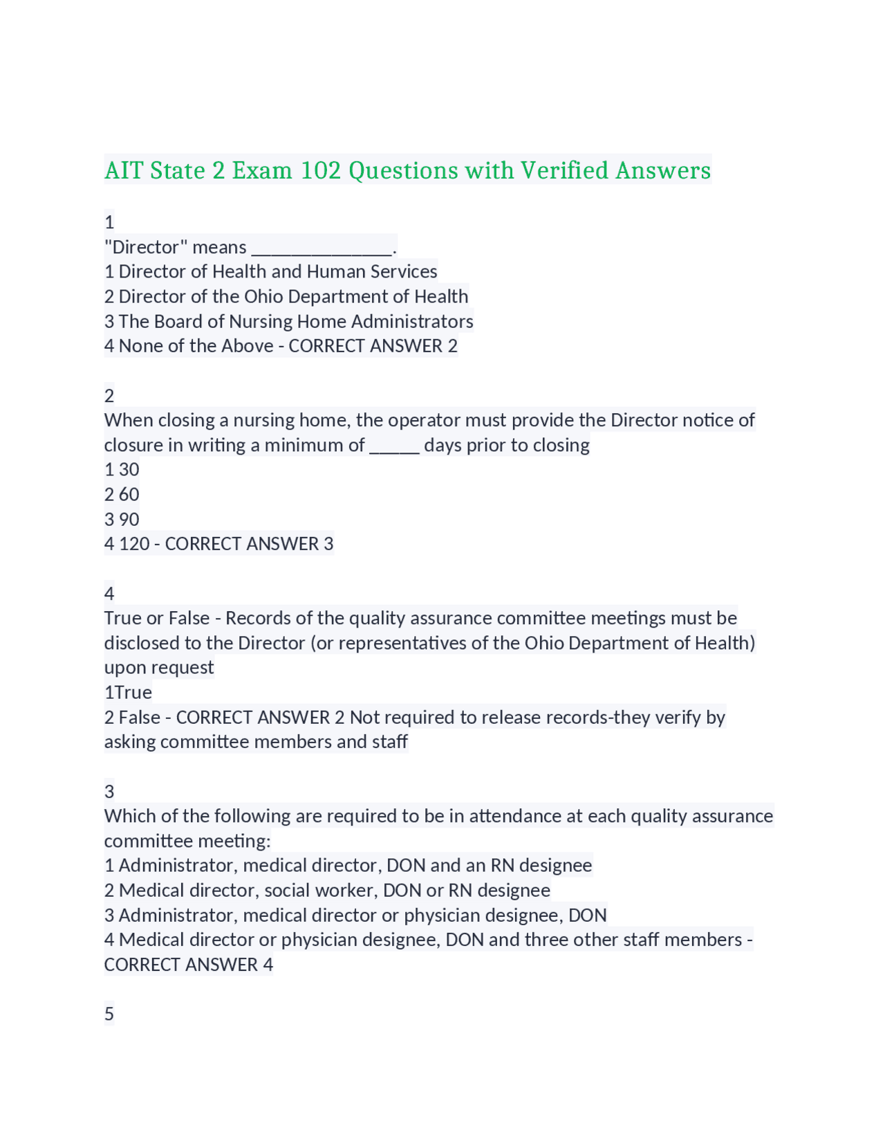 AIT State 2 Exam 102 Questions with Verified Answers,100% CORRECT ...