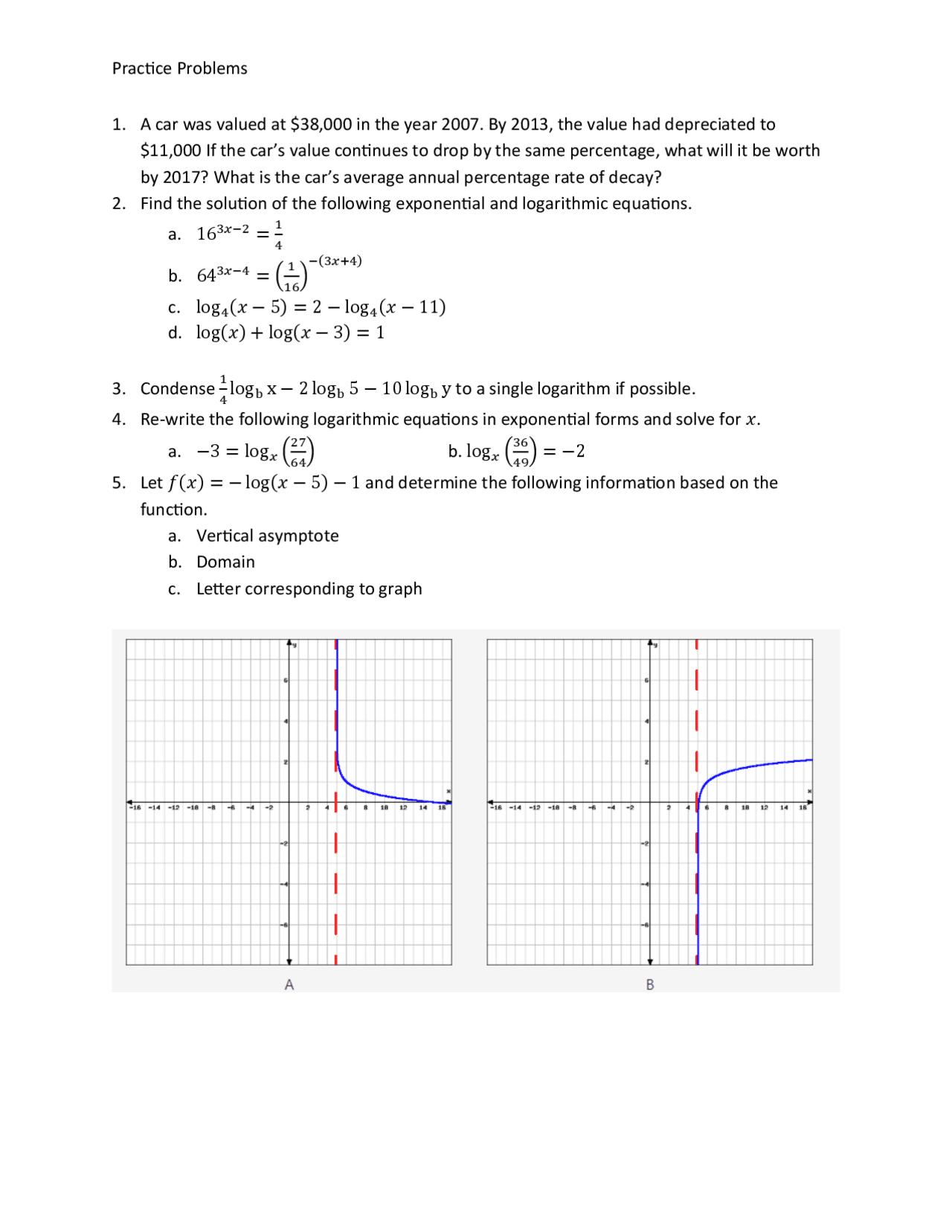Practice Problems in Mathematics: Algebra, Trigonometry, and Calculus | Exams Pre-Calculus | Docsity
