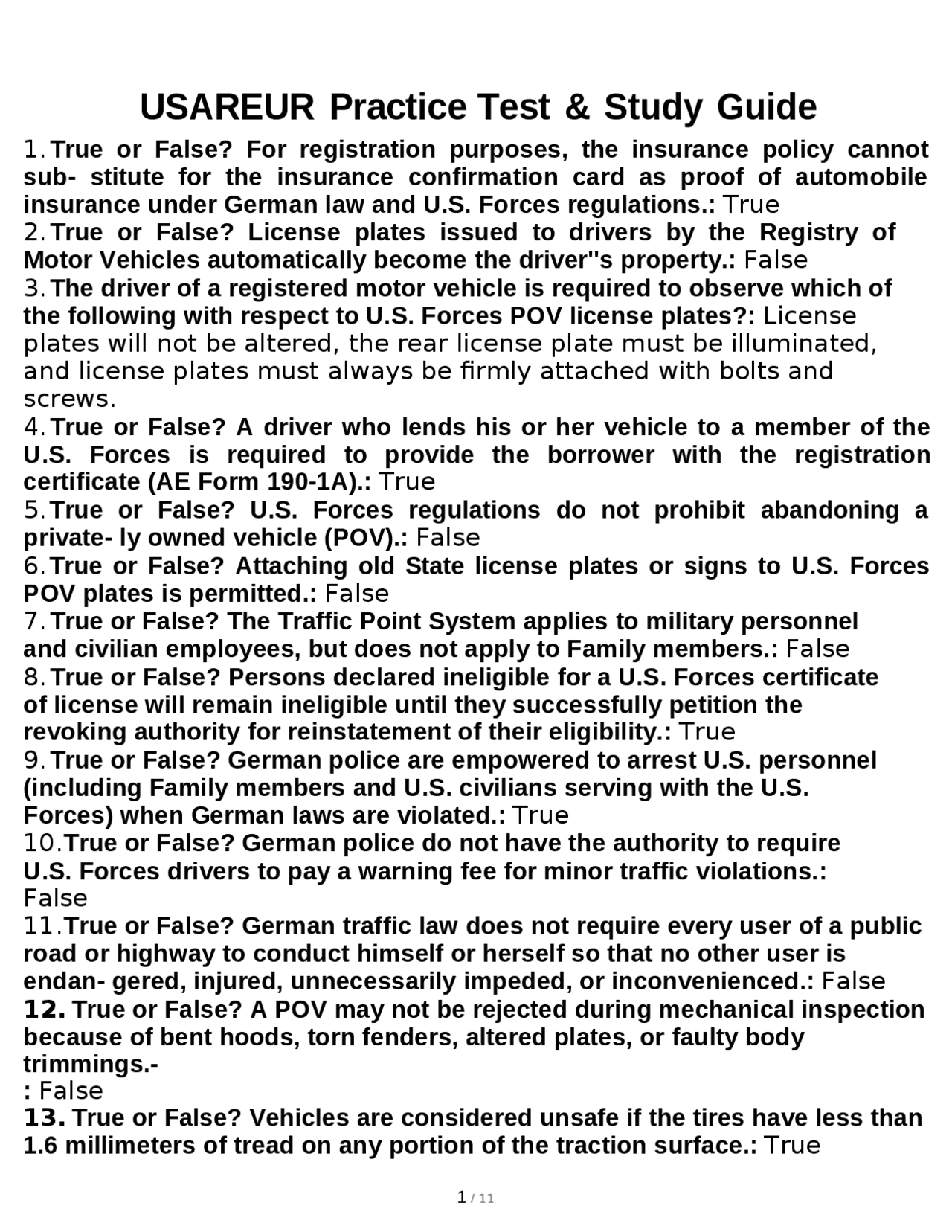 USAREUR Practice Test & Study Guide | Exams European Computer Driving ...