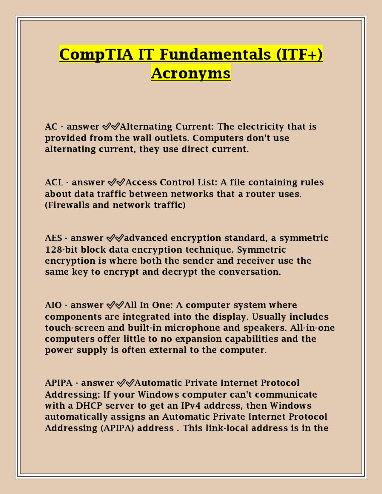 CompTIA IT Fundamentals (ITF+) Acronyms: A Glossary of Essential Terms ...