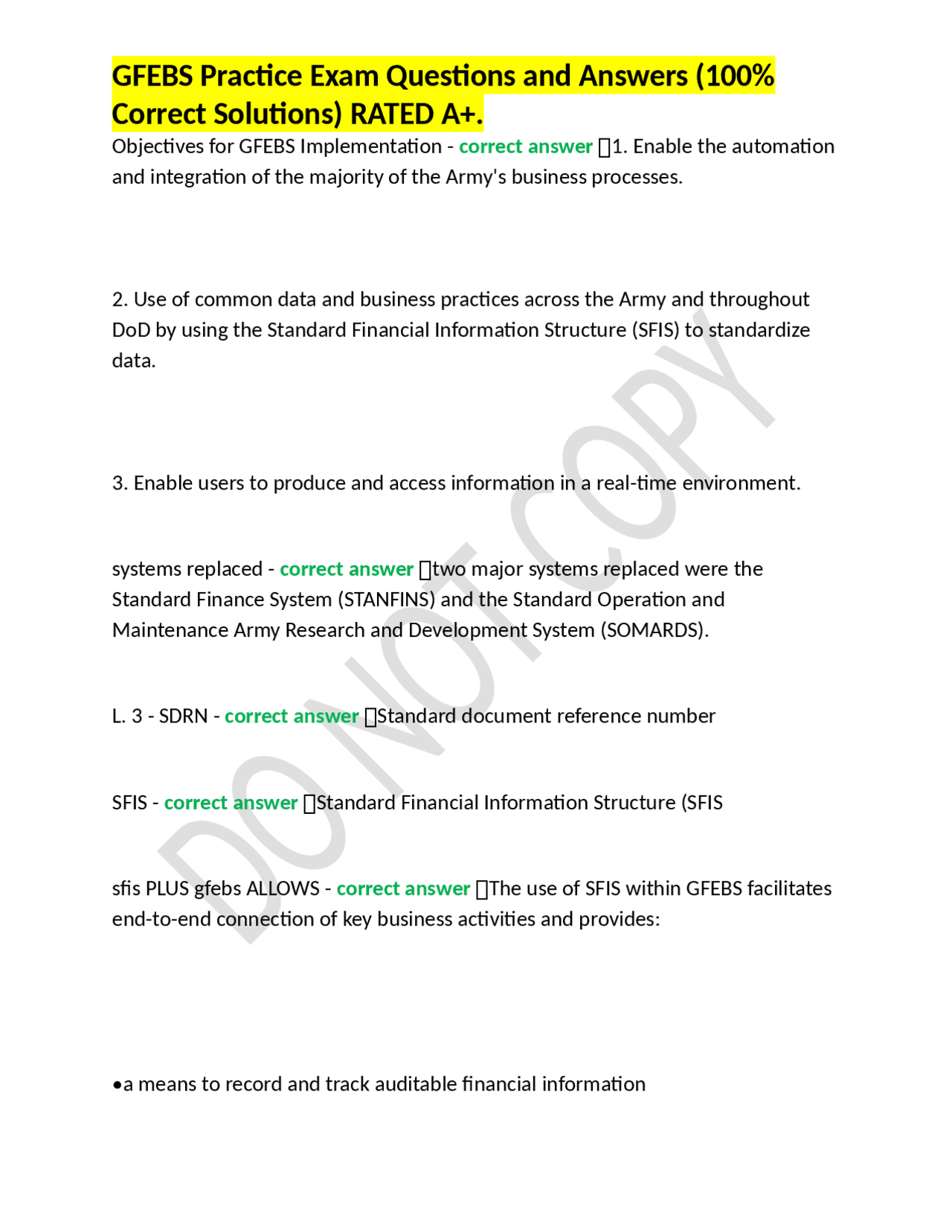 GFEBS Practice Exam Questions and Answers | Exams Science education ...