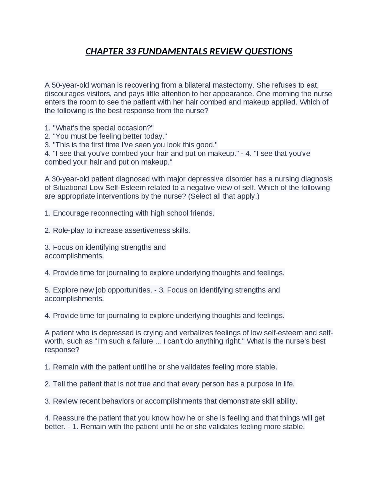 Fundamentals Review Questions: Self-Concept and Self-Esteem in Nursing ...