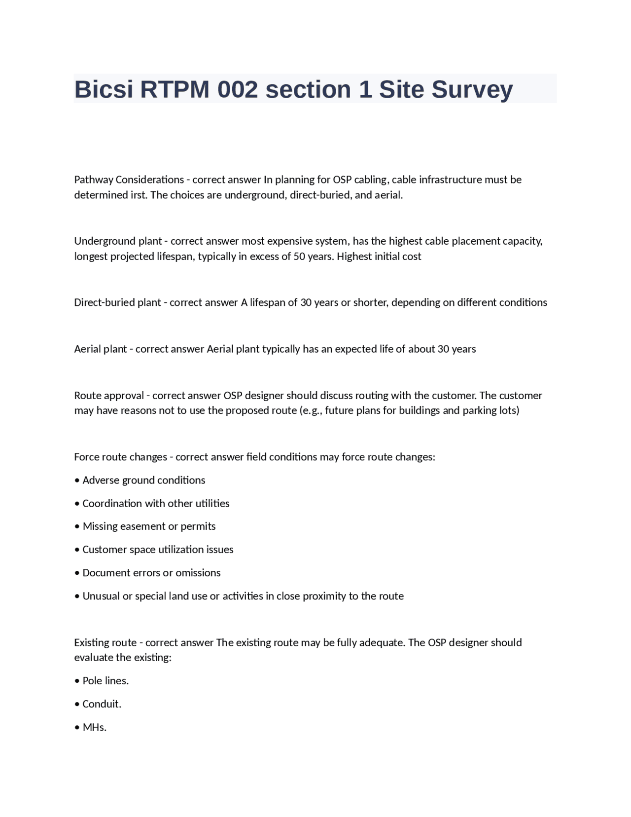 Bicsi RTPM 002 Section 1: Site Survey and Pathway Considerations ...