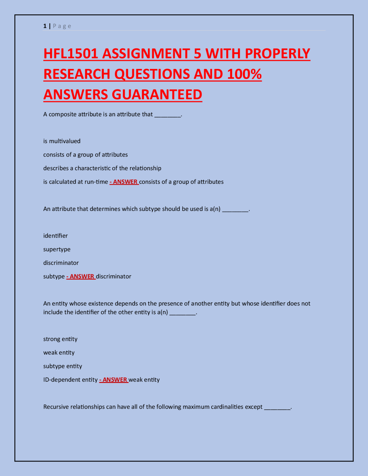 Hfl1501 Assignment 5 2024 2025 Exams Nursing Docsity
