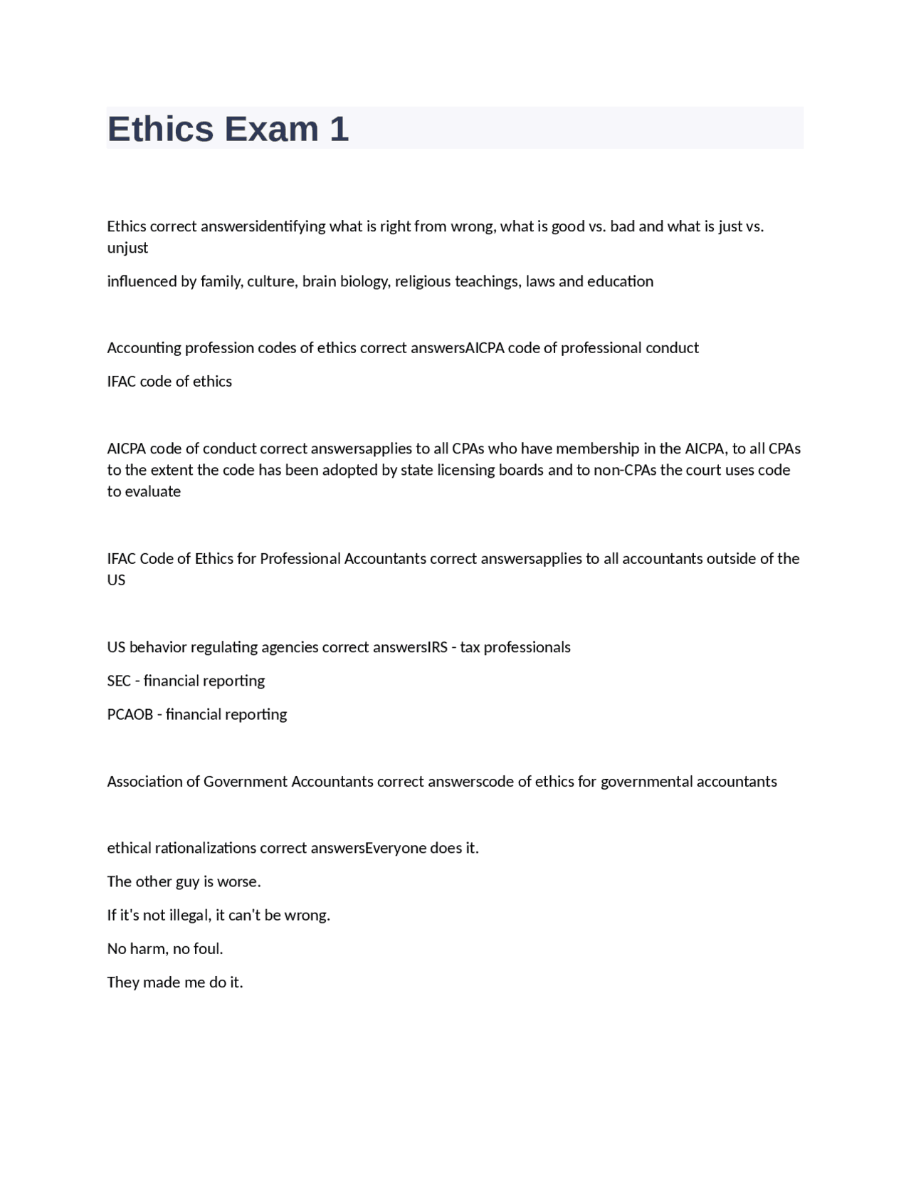 Ethics Exam 1: A Comprehensive Guide to Ethical Principles and Decision ...