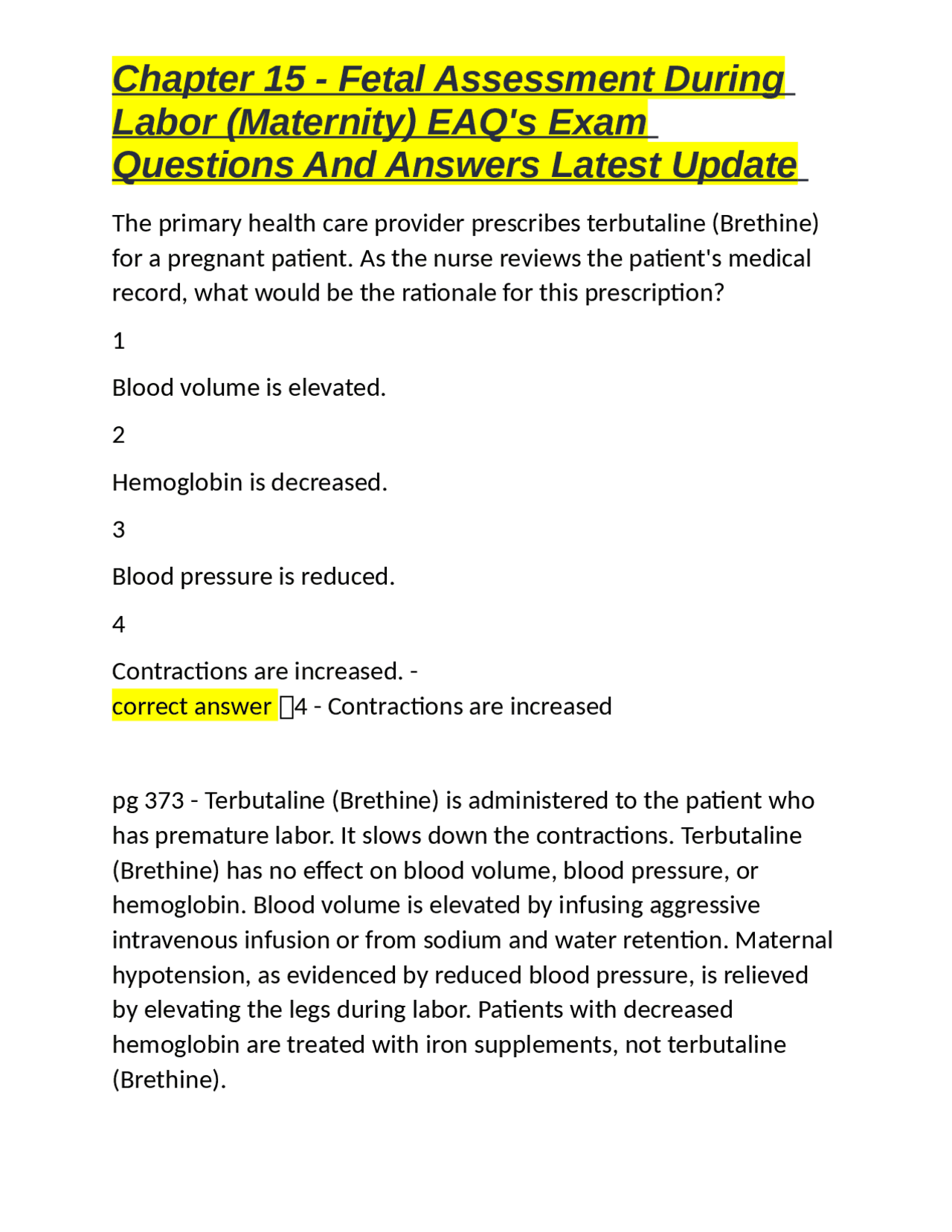 Fetal Assessment During Labor: Multiple Choice Questions and Answers ...