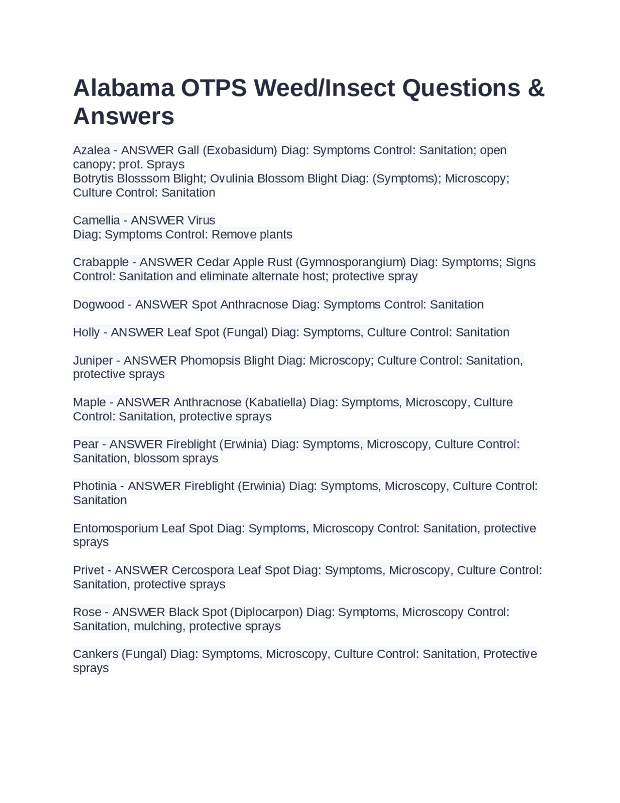 Weed and Insect Identification and Control: A Guide for Alabama OTPS ...