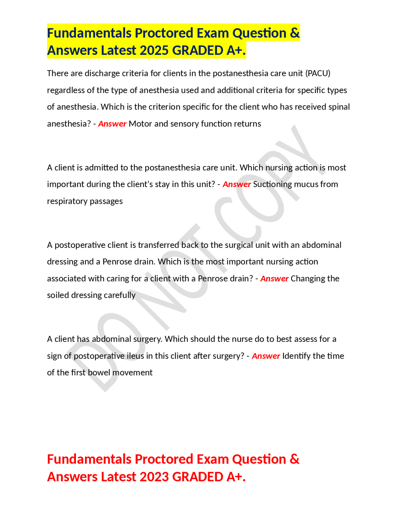 Fundamentals Proctored Exam Question & Answers Latest 2025 GRADED A+ ...
