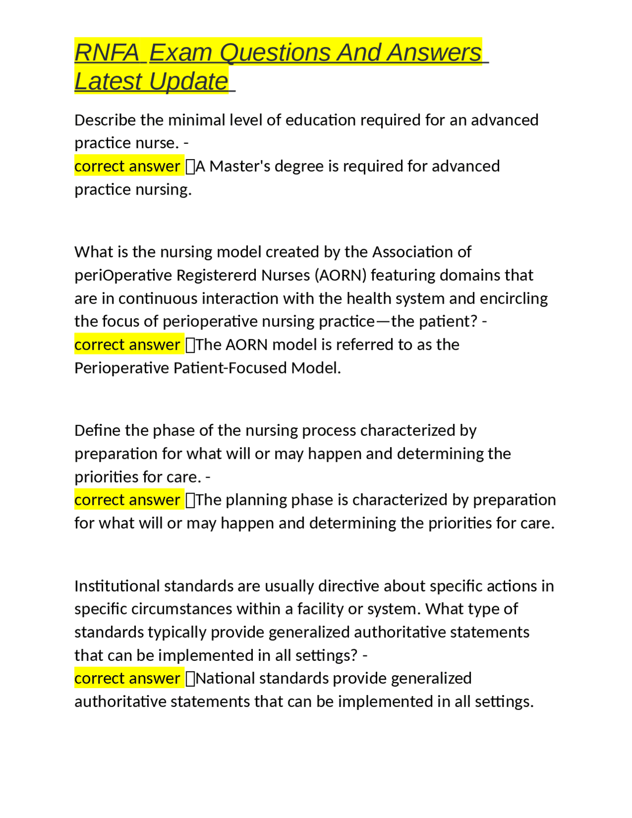 RNFA Exam Questions and Answers: A Comprehensive Guide for ...