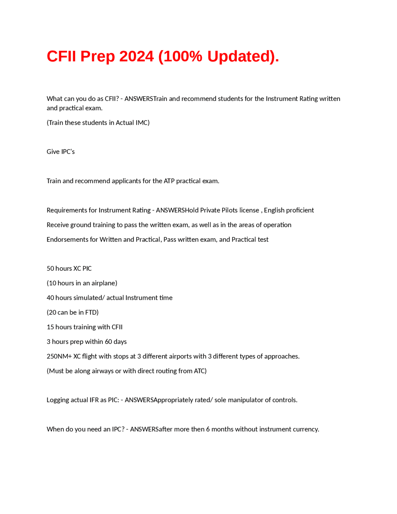CFII Prep 2024: Instrument Rating and Flight Procedures | Exams Nursing ...