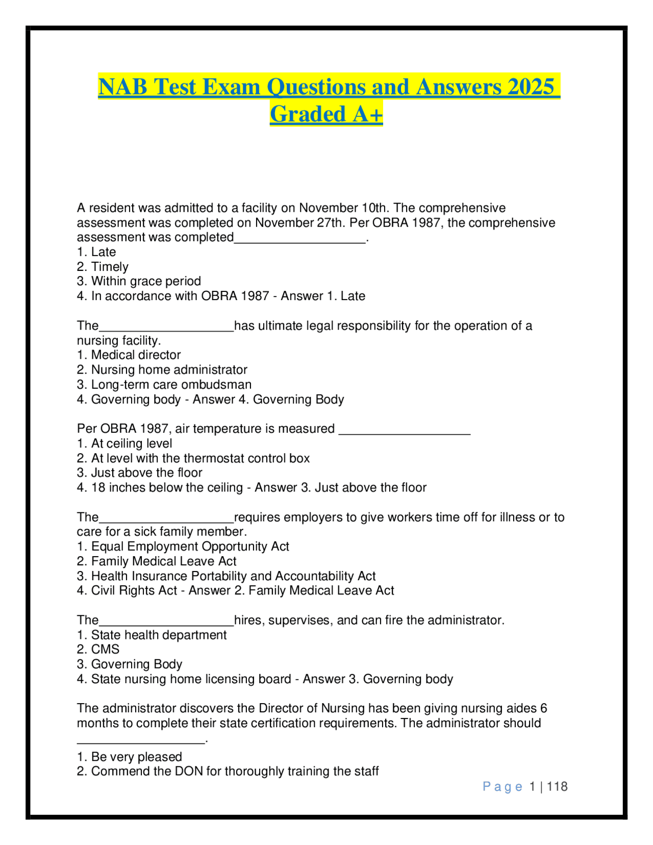 NAB Test Exam Questions and Answers 2025 - Prof. Gonzales | Exams ...