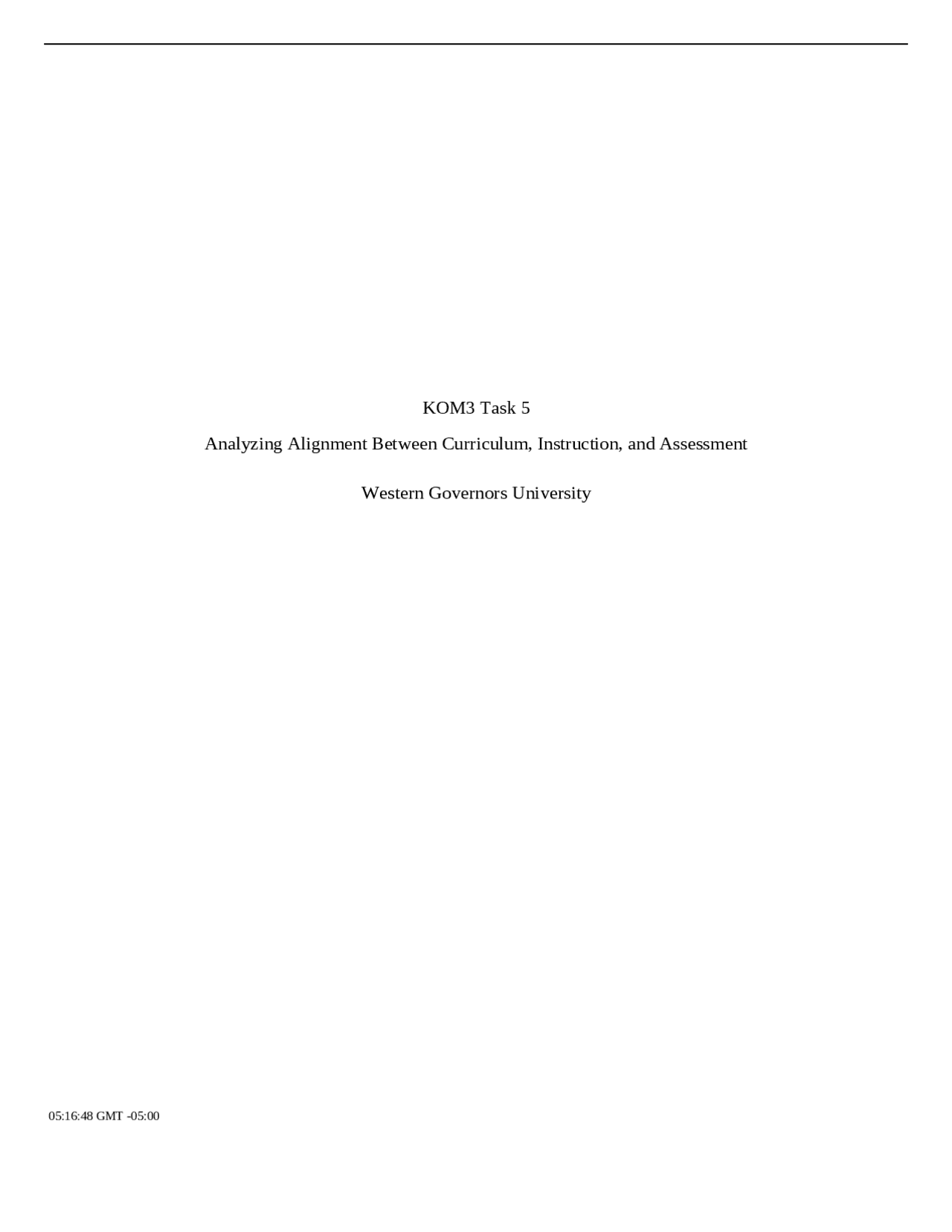 KOM3 Task 5 Analyzing Alignment Between Curriculum, Instr | Thesis ...