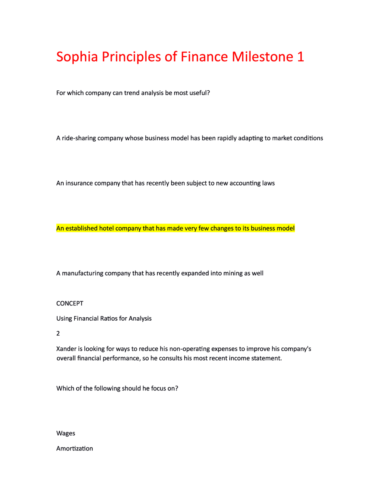 Sophia Principles of Finance Milestone 1 | Exams Principles of ...