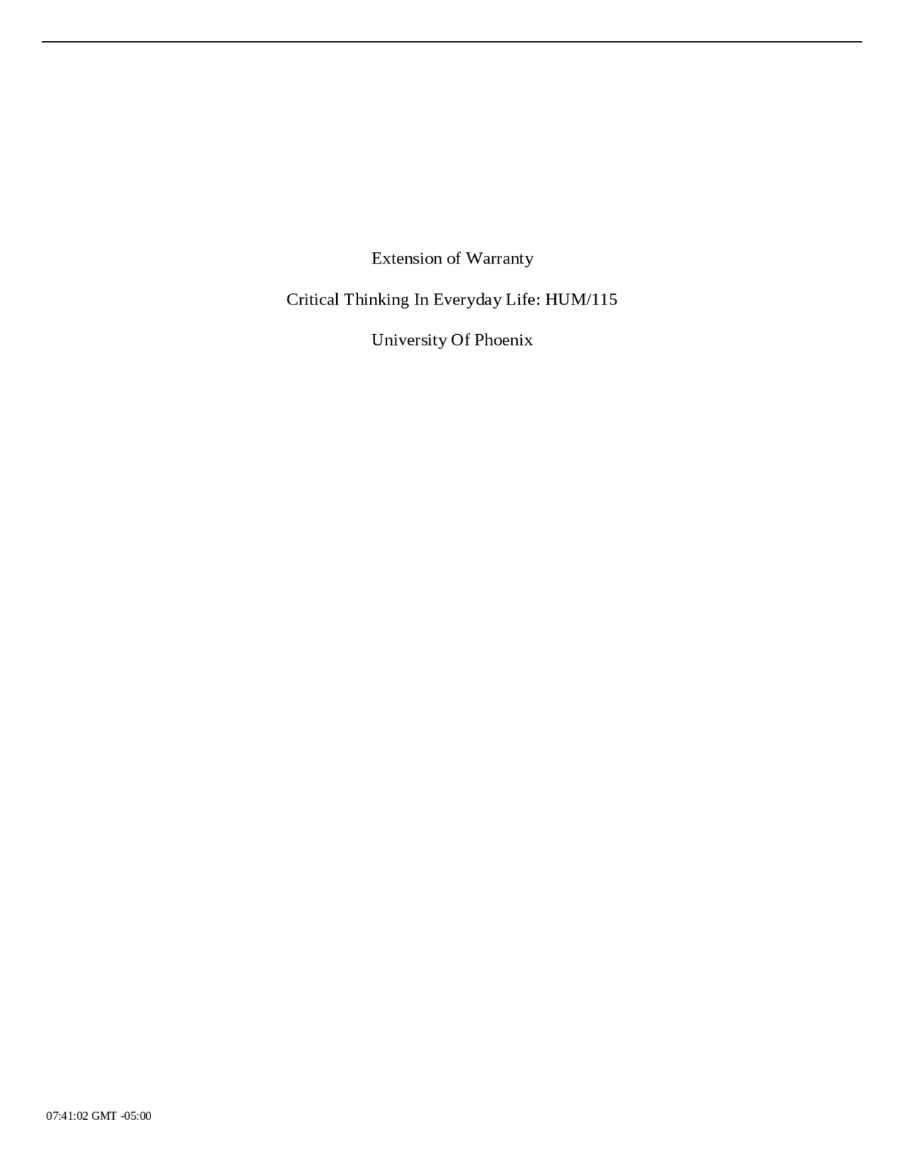 Critical Thinking in Everyday Life: Analyzing a Customer Service ...