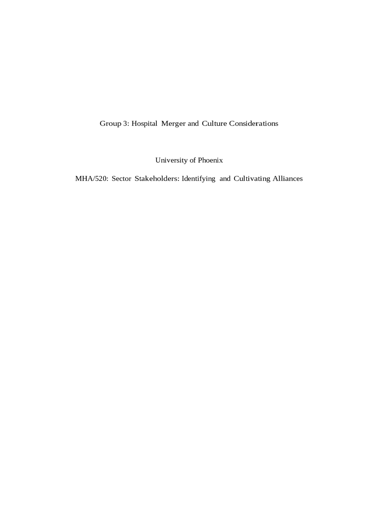 Successful Hospital Mergers: Culture & Stakeholder Engagement | Thesis ...