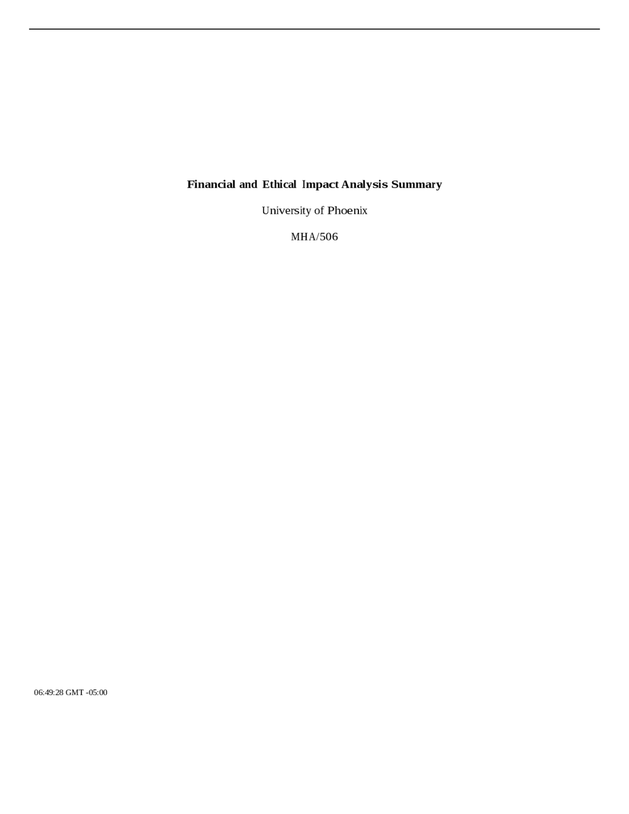 Financial and Ethical Impact Analysis Summary University | Thesis ...