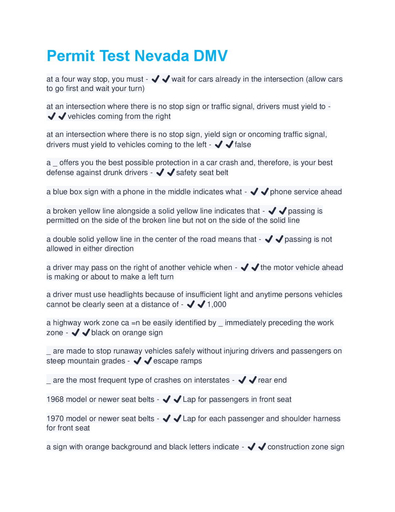 Nevada DMV Permit Test: Essential Rules and Regulations for Safe ...