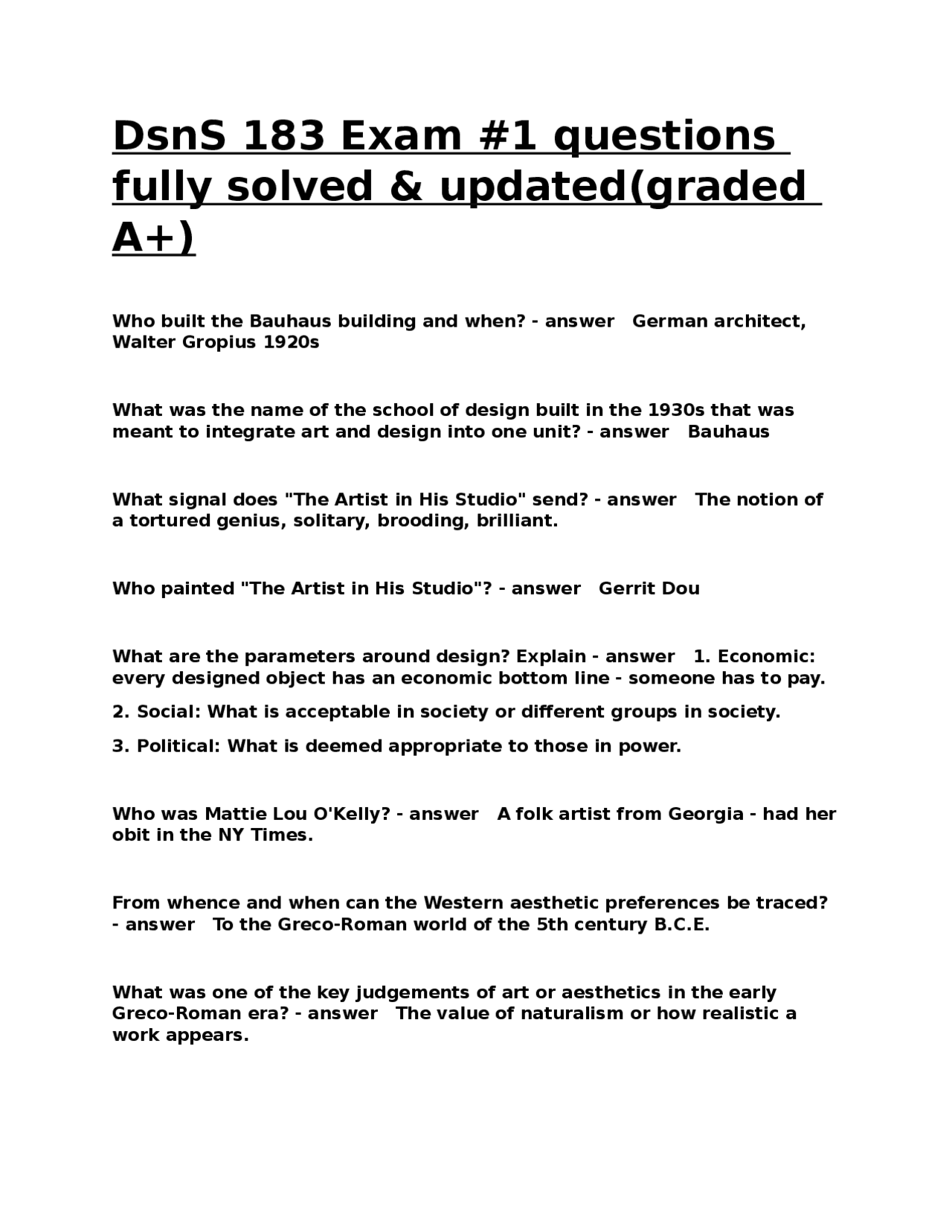 Design and Art History: Exam Questions and Answers | Exams Biology ...