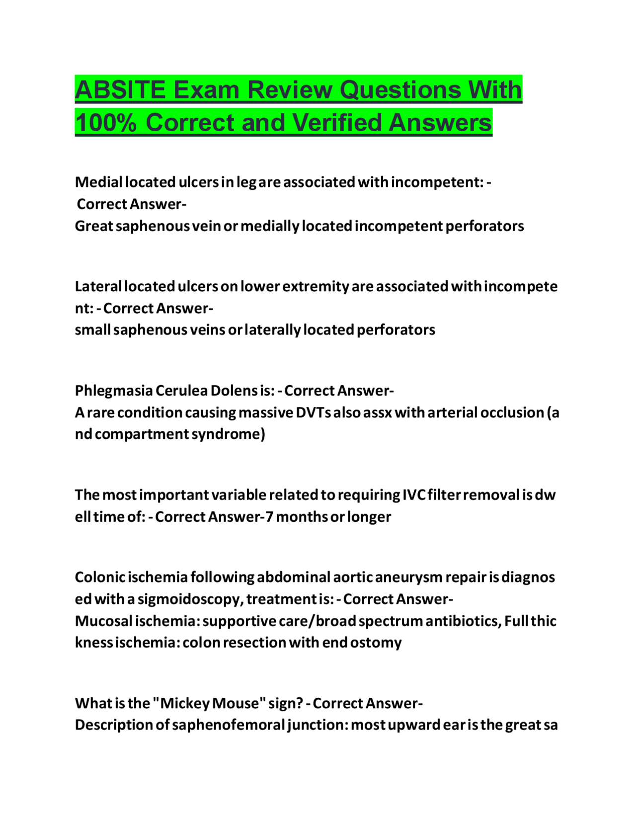 ABSITE Exam Review Questions: Comprehensive Guide for Medical ...