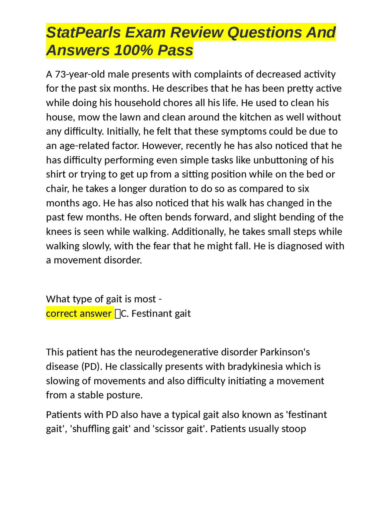 StatPearls Exam Review Questions and Answers: Medical Case Studies and ...