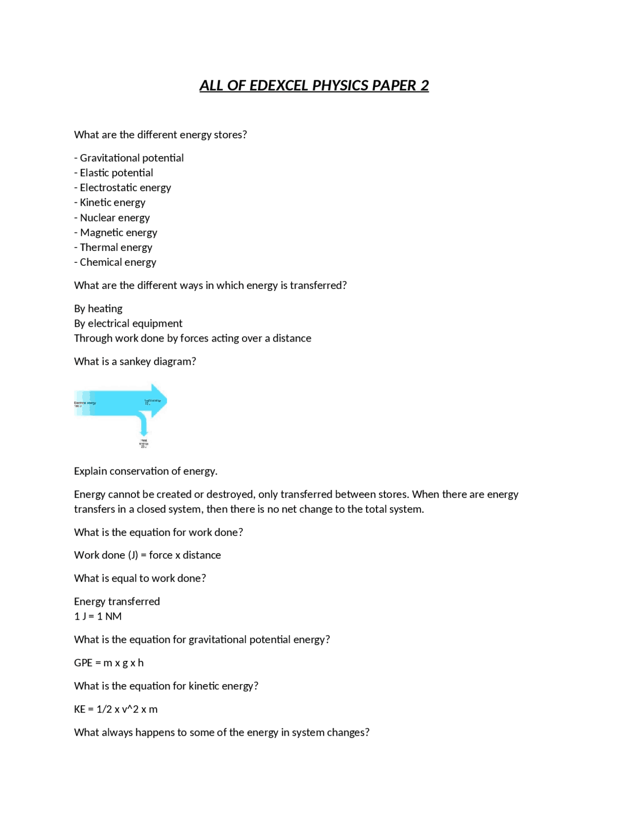 ALL OF EDEXCEL PHYSICS PAPER 2 | Exams Advanced Education | Docsity