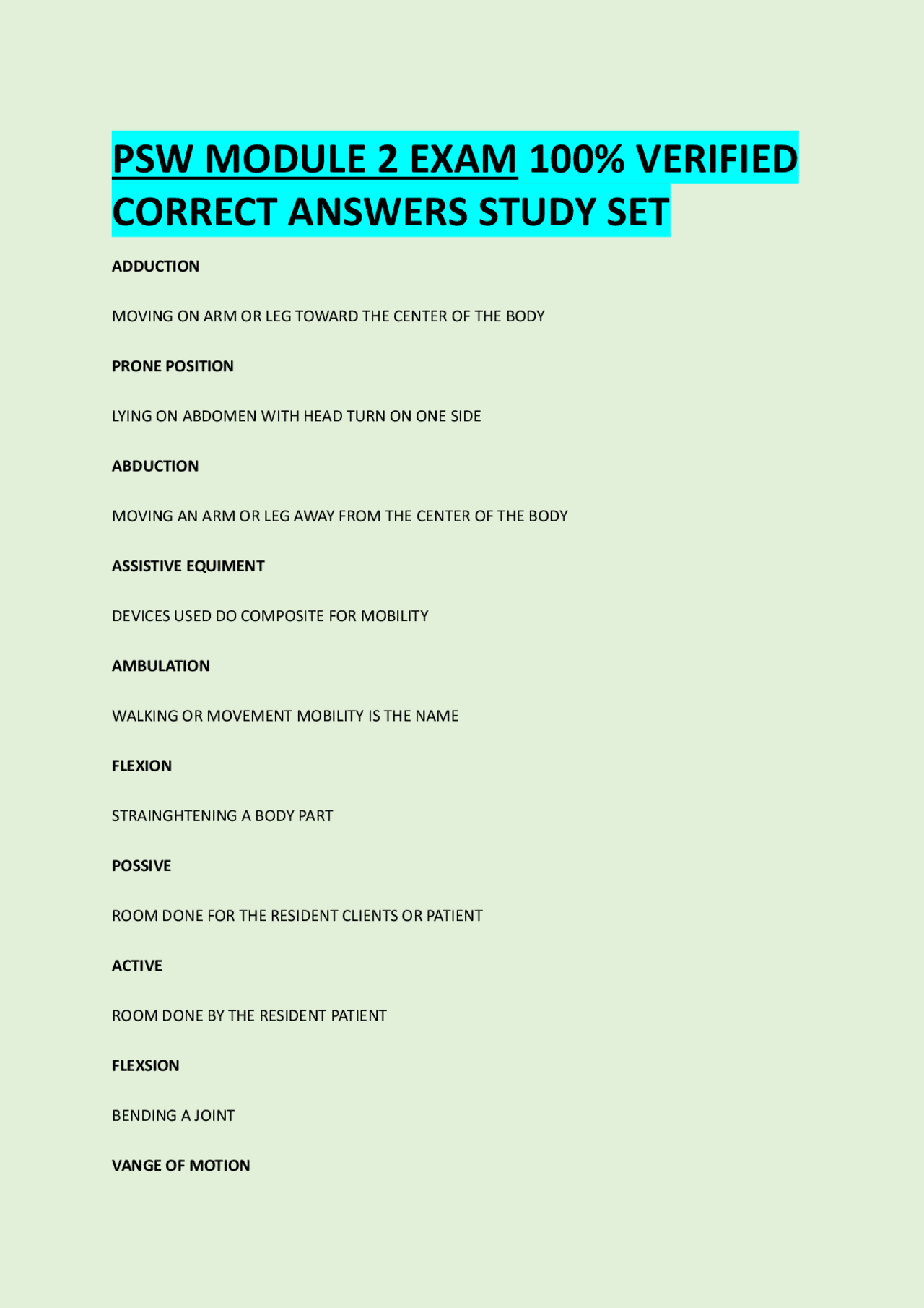 PSW MODULE 2 EXAM 100% VERIFIED CORRECT ANSWERS STUDY SET | Exams ...