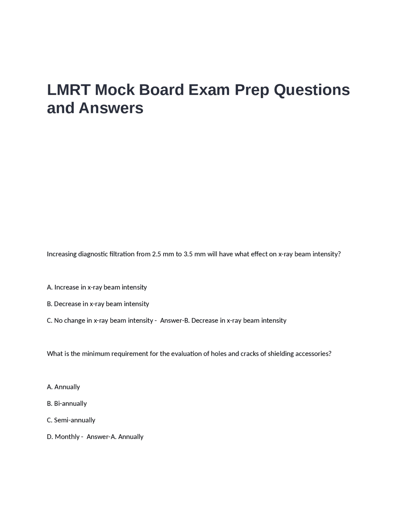 LMRT Mock Board Exam Prep Questions and Answers: Radiology | Exams ...