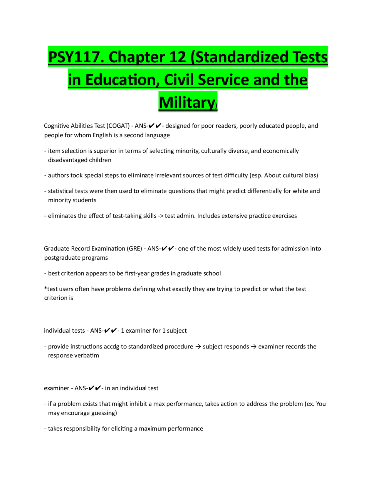 Standardized Tests in Education, Civil Service, and the Military: A ...