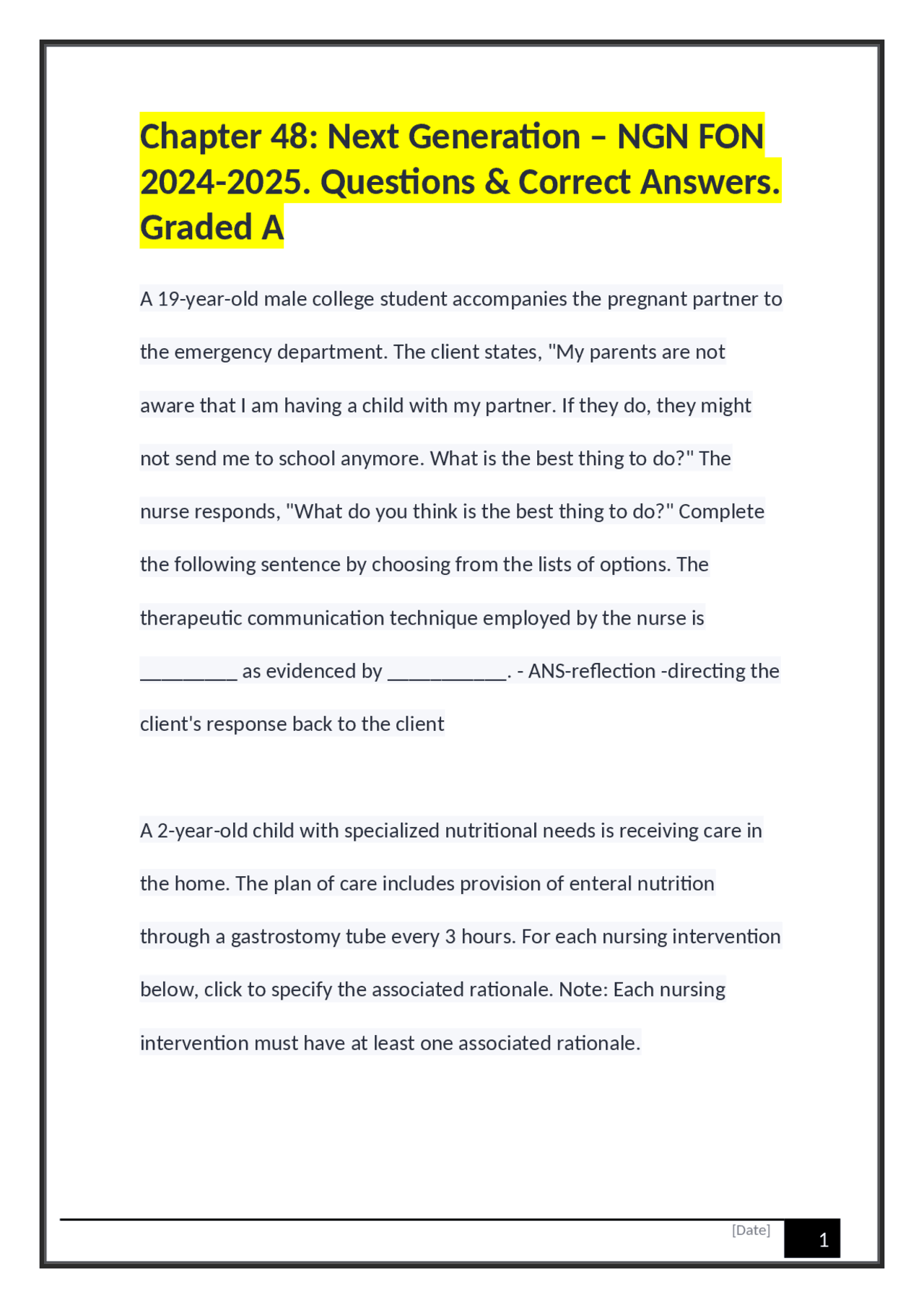 Nursing Practice Questions and Answers: Chapter 48 - Next Generation ...