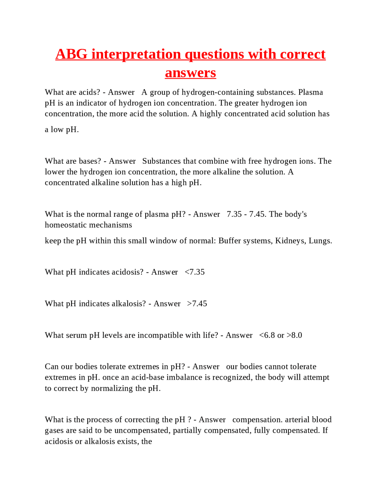 ABG Interpretation Questions and Answers: A Guide to Understanding ...