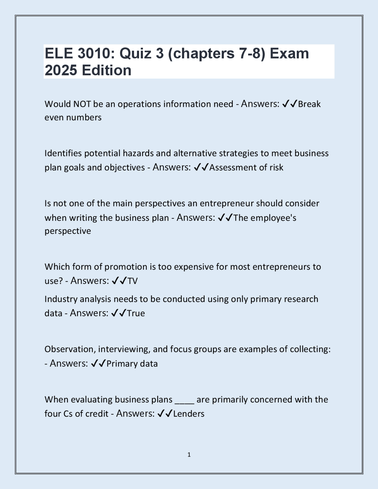 ELE 3010: Quiz 3 (chapters 7-8) Exam 2025 Edition | Exams ...