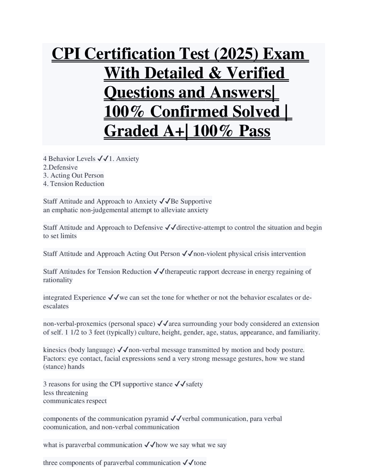 CPI Certification Test (2025) Exam: Questions and Answers | Exams ...