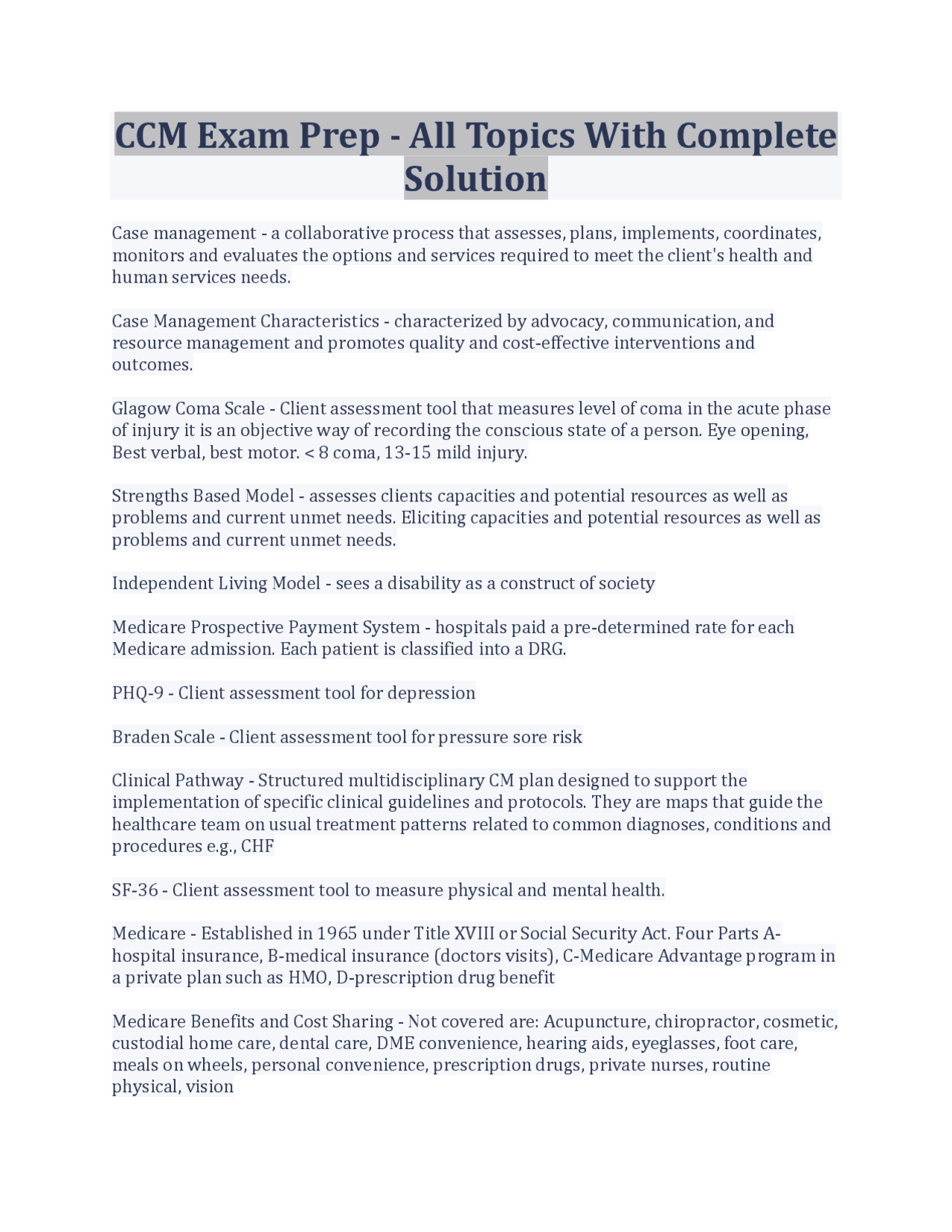Case Management Exam Preparation: Key Concepts and Practice Questions ...