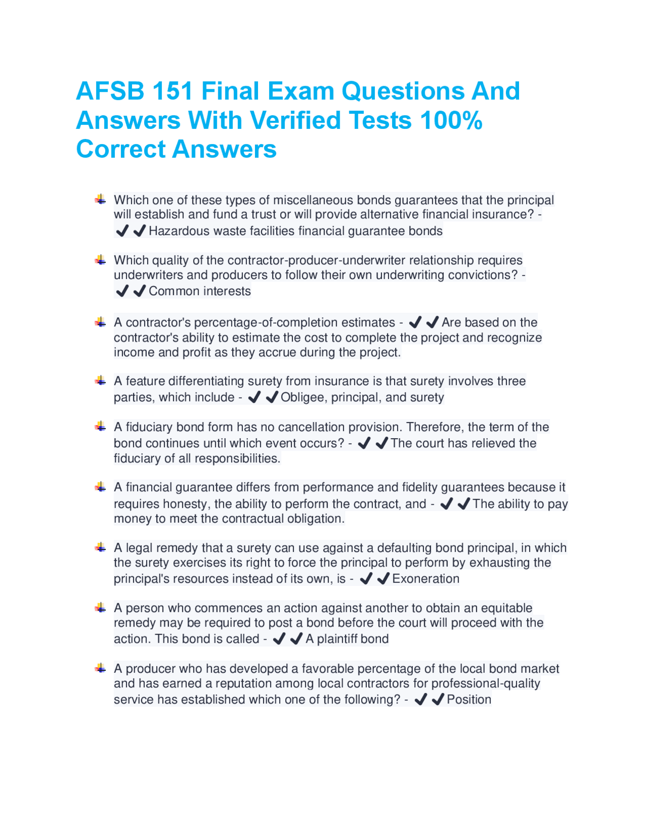 AFSB 151 Final Exam Questions And Answers With Verified Tests 100% ...