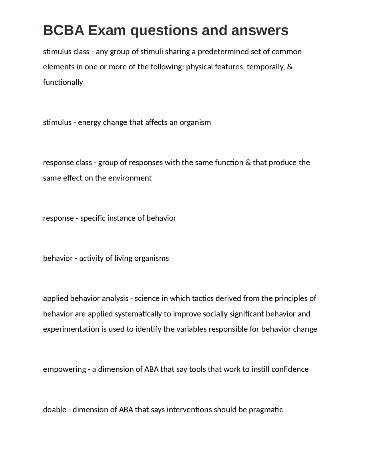 BCBA Exam Questions and Answers: A Comprehensive Guide to Key Concepts ...