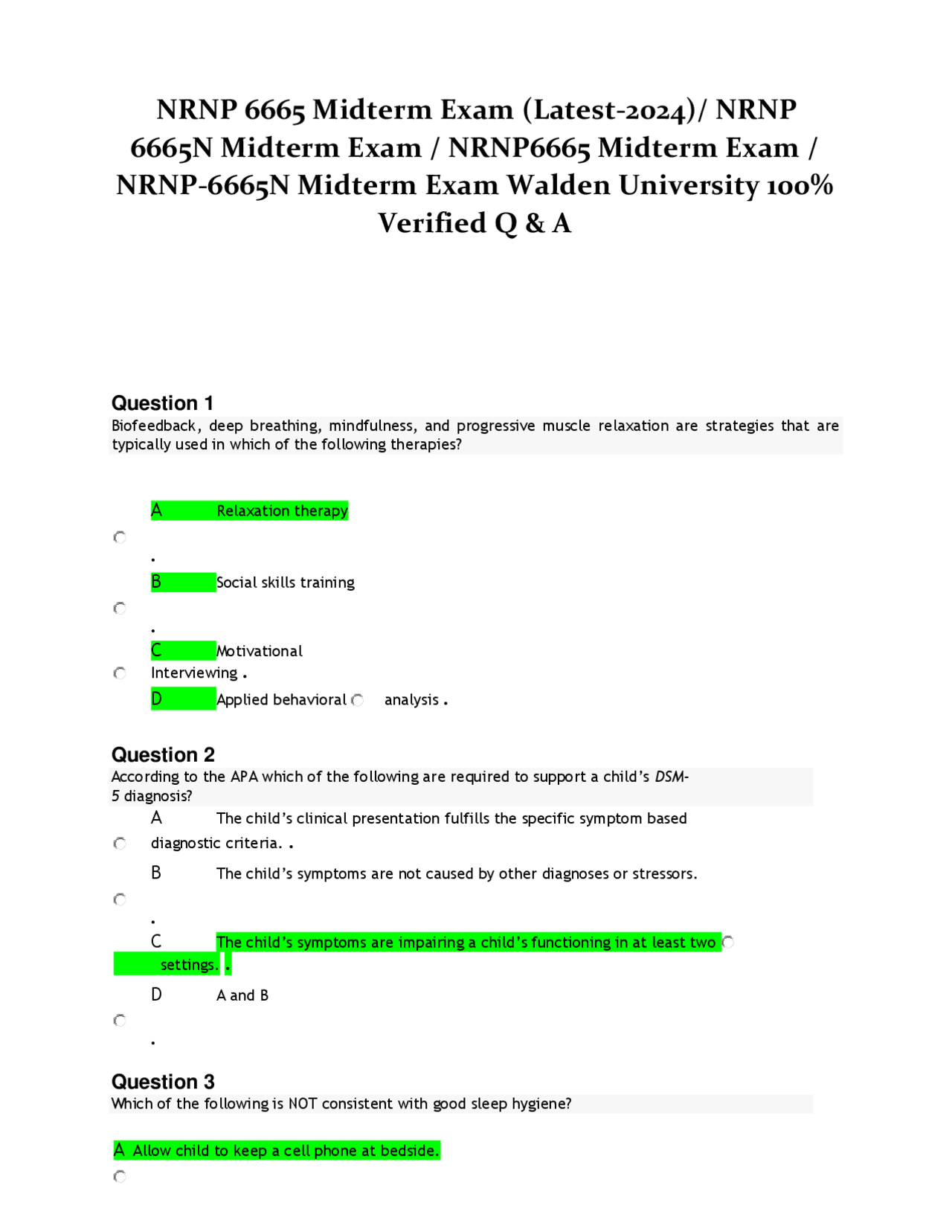 NRNP 6665 Midterm Exam (Latest-2024)/ NRNP 6665N Midterm Exam ...