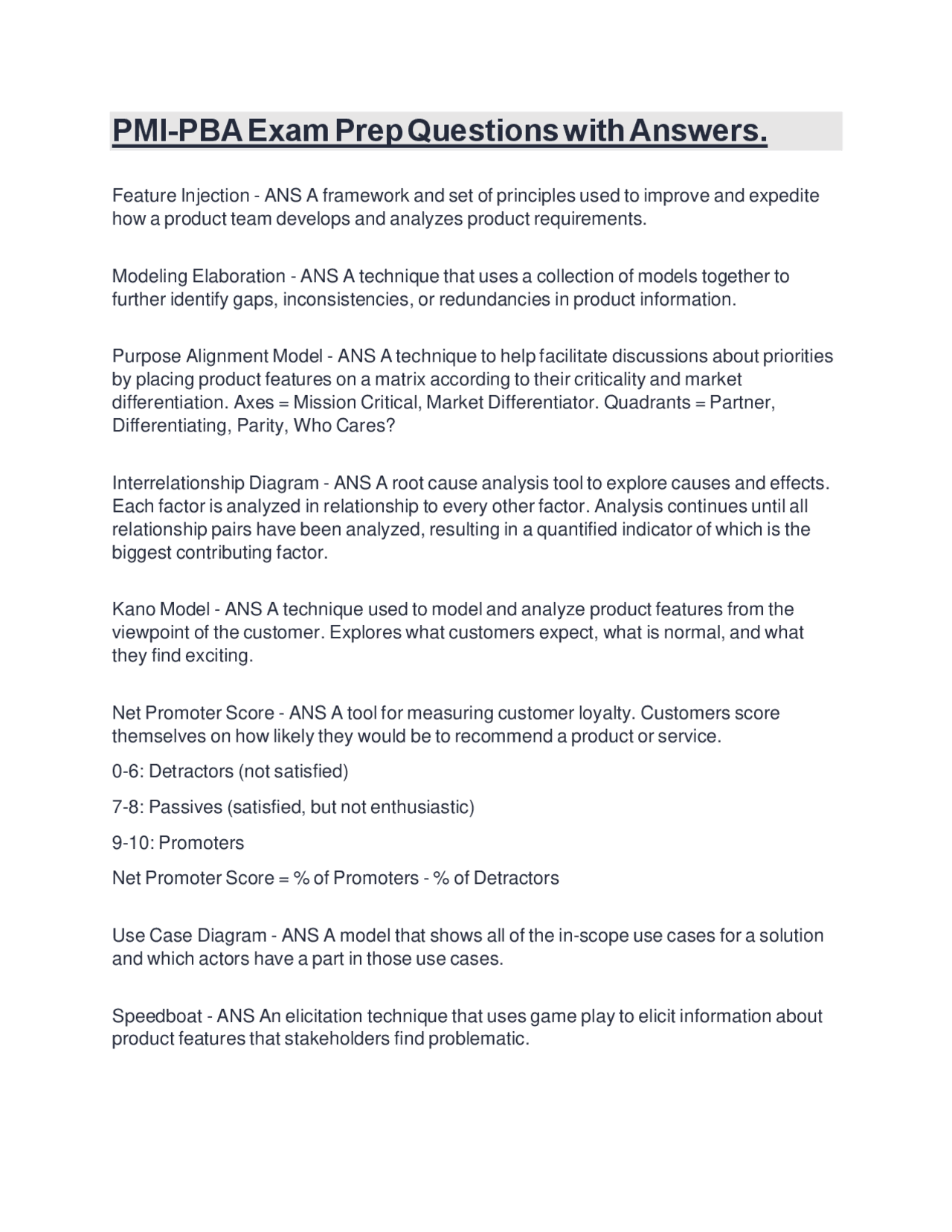 PMI-PBA Exam Prep Questions and Answers: Key Concepts and Techniques ...