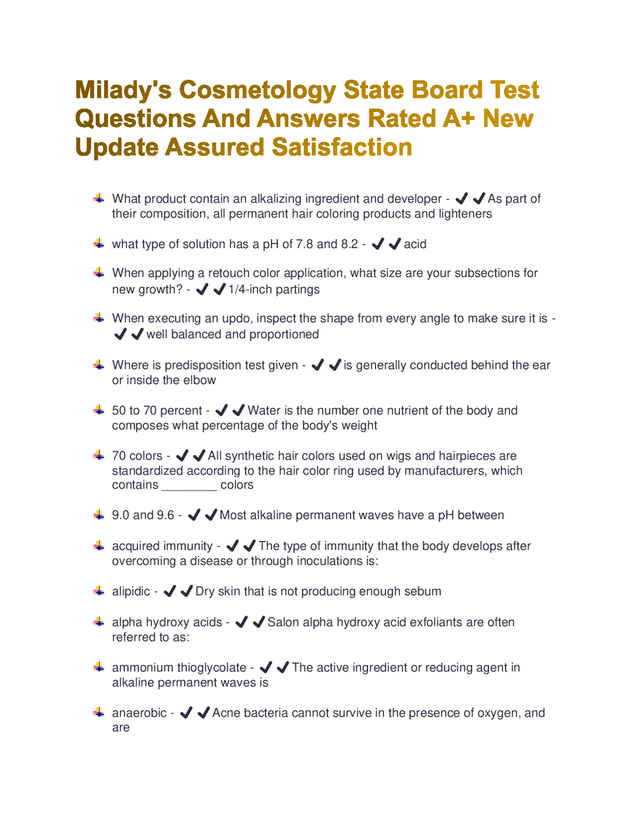Milady's Cosmetology State Board Test: Questions and Answers | Exams ...