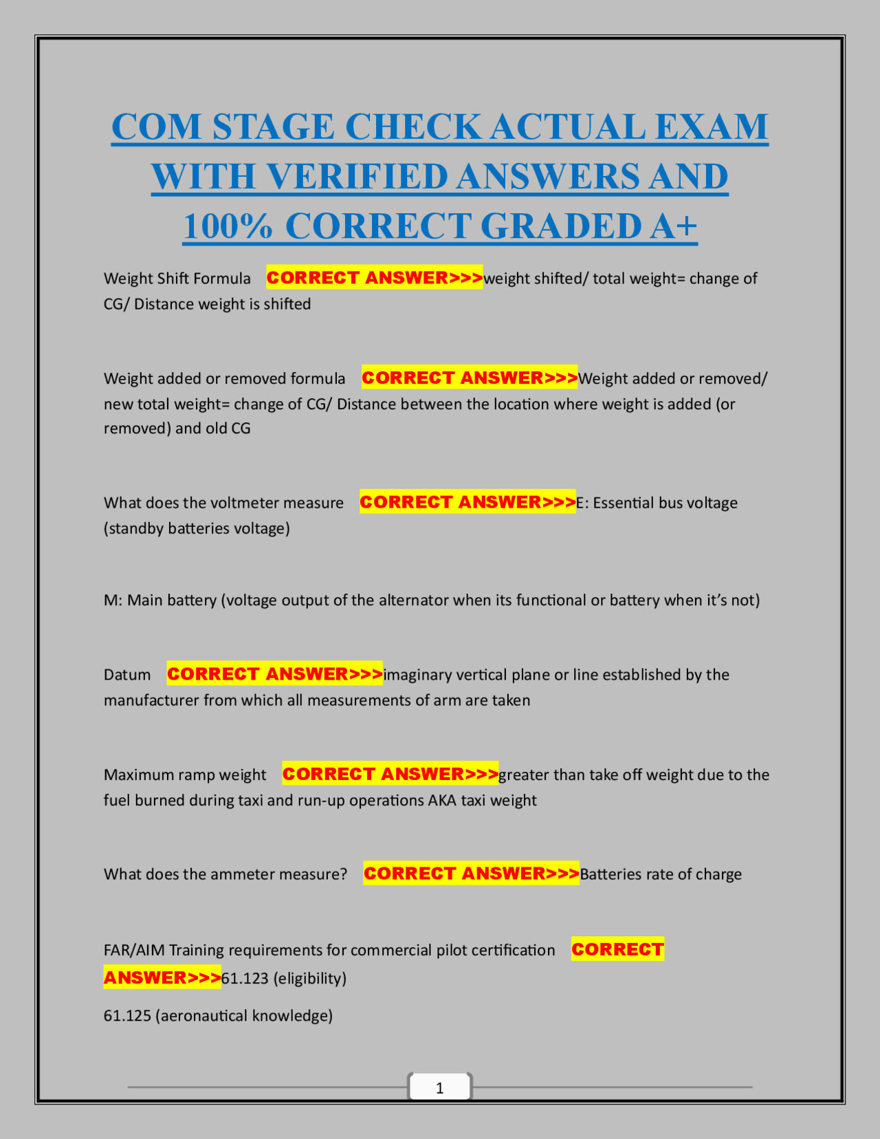 Aviation Exam Questions and Answers: Commercial Pilot Certification ...