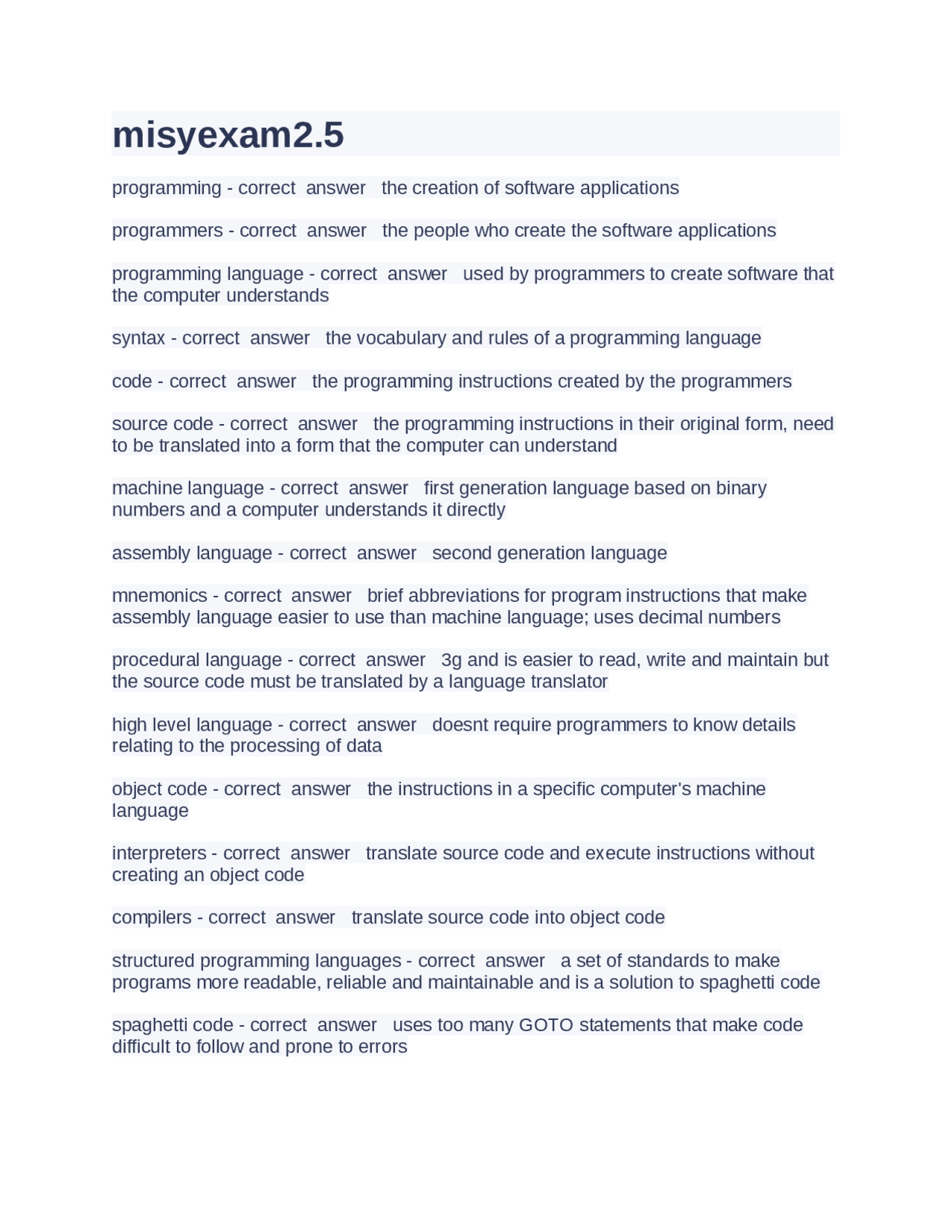 Programming Fundamentals: Definitions and Explanations | Exams Nursing | Docsity