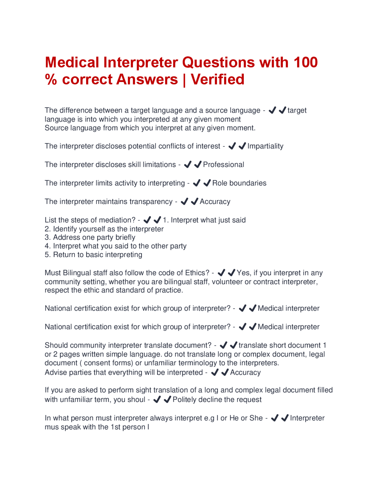 Medical Interpreter Ethics and Standards of Practice: Questions and ...
