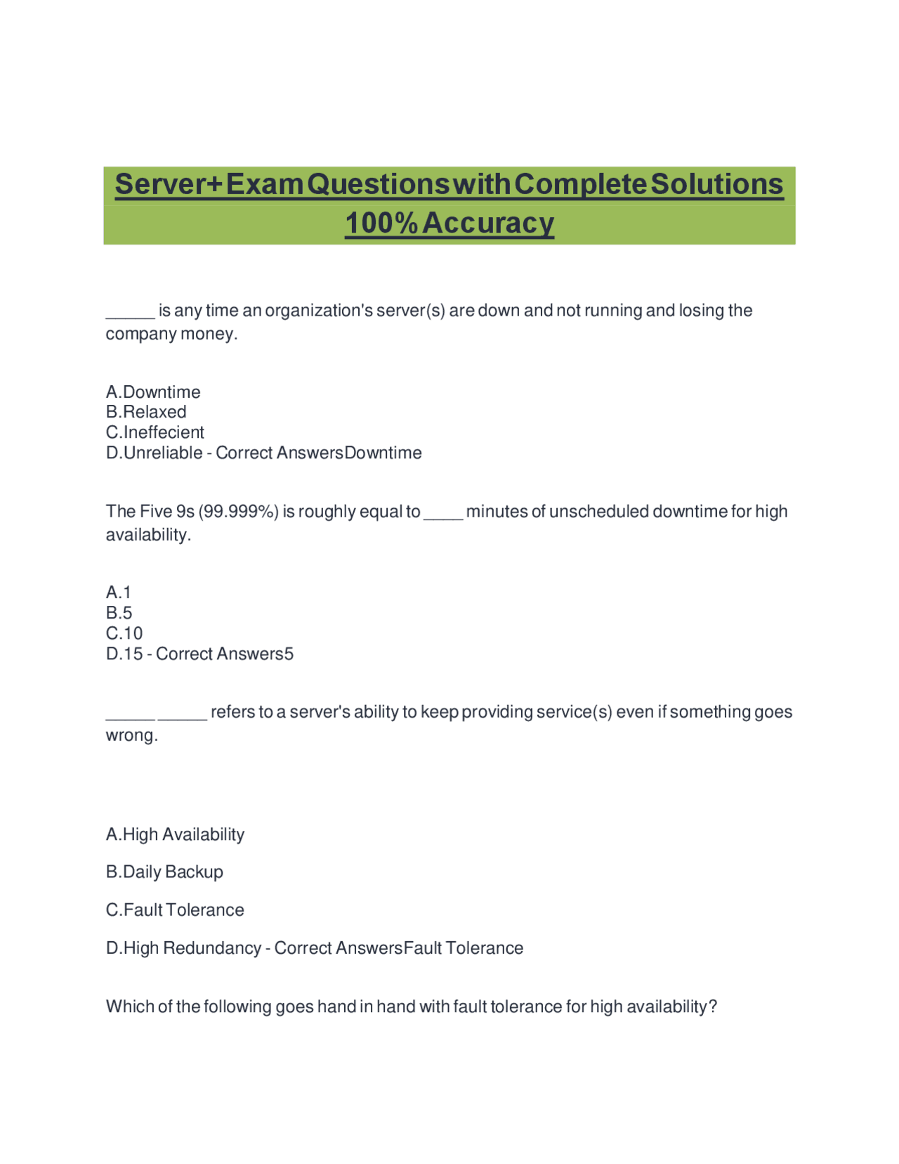 Server+ Exam Questions and Answers: Comprehensive Guide to Server ...