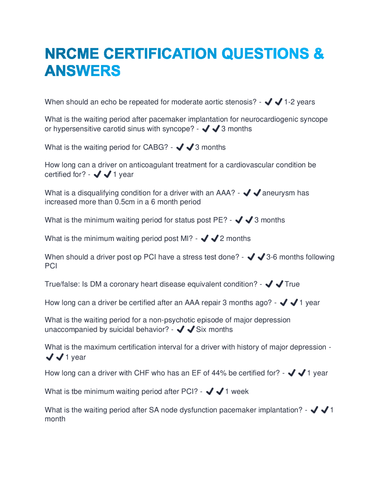 NRCME Certification Questions & Answers for Commercial Motor Vehicle ...