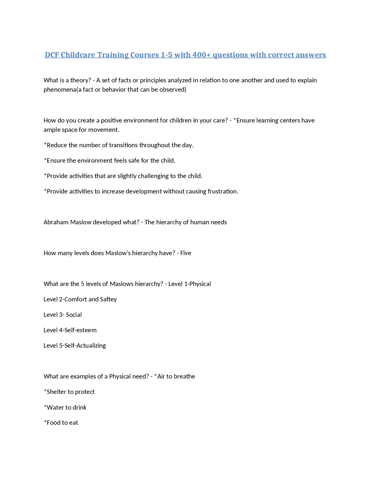 Childcare Training: Theories of Child Development | Exams Nursing | Docsity