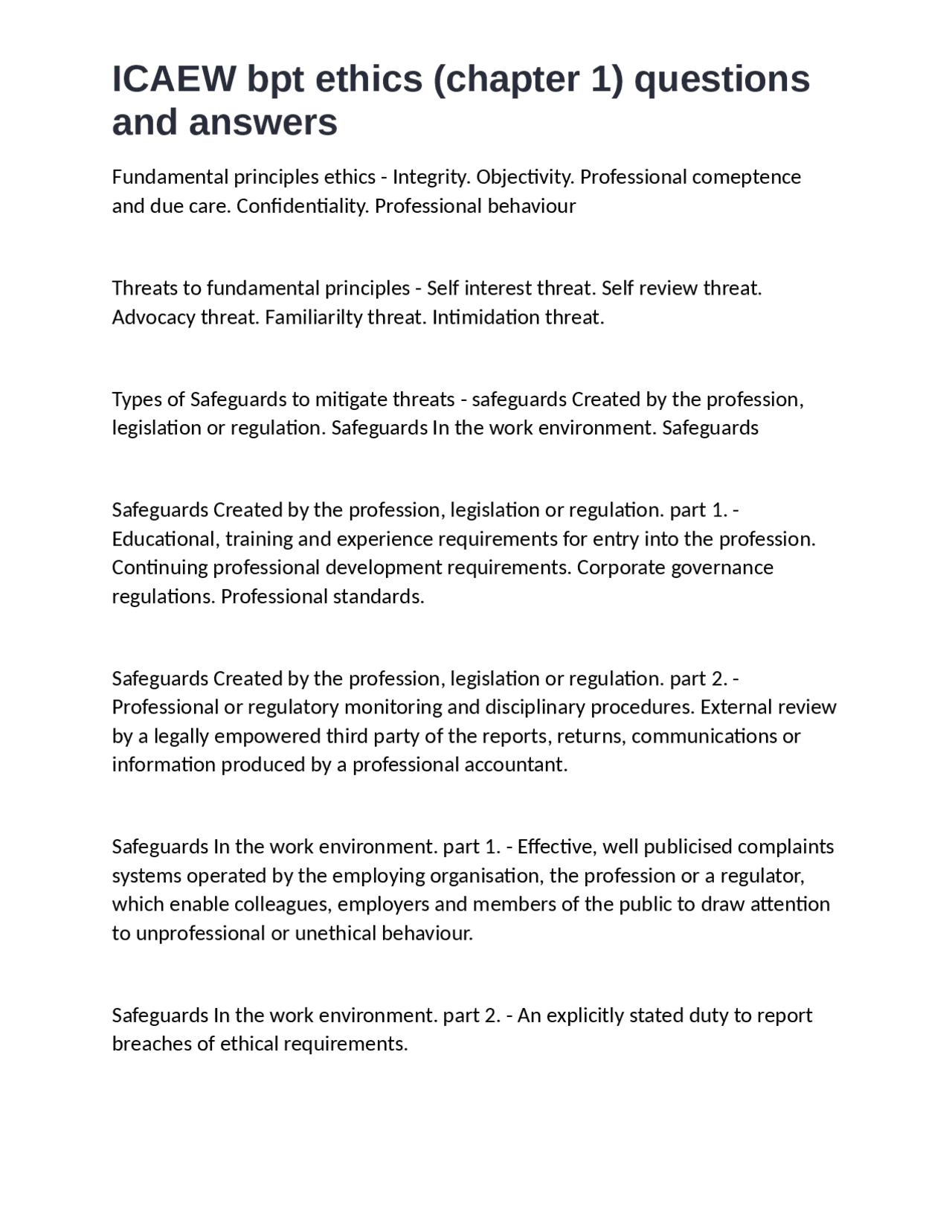 ICAEW BPT Ethics: Principles, Tax Planning, and Conflict Resolution ...