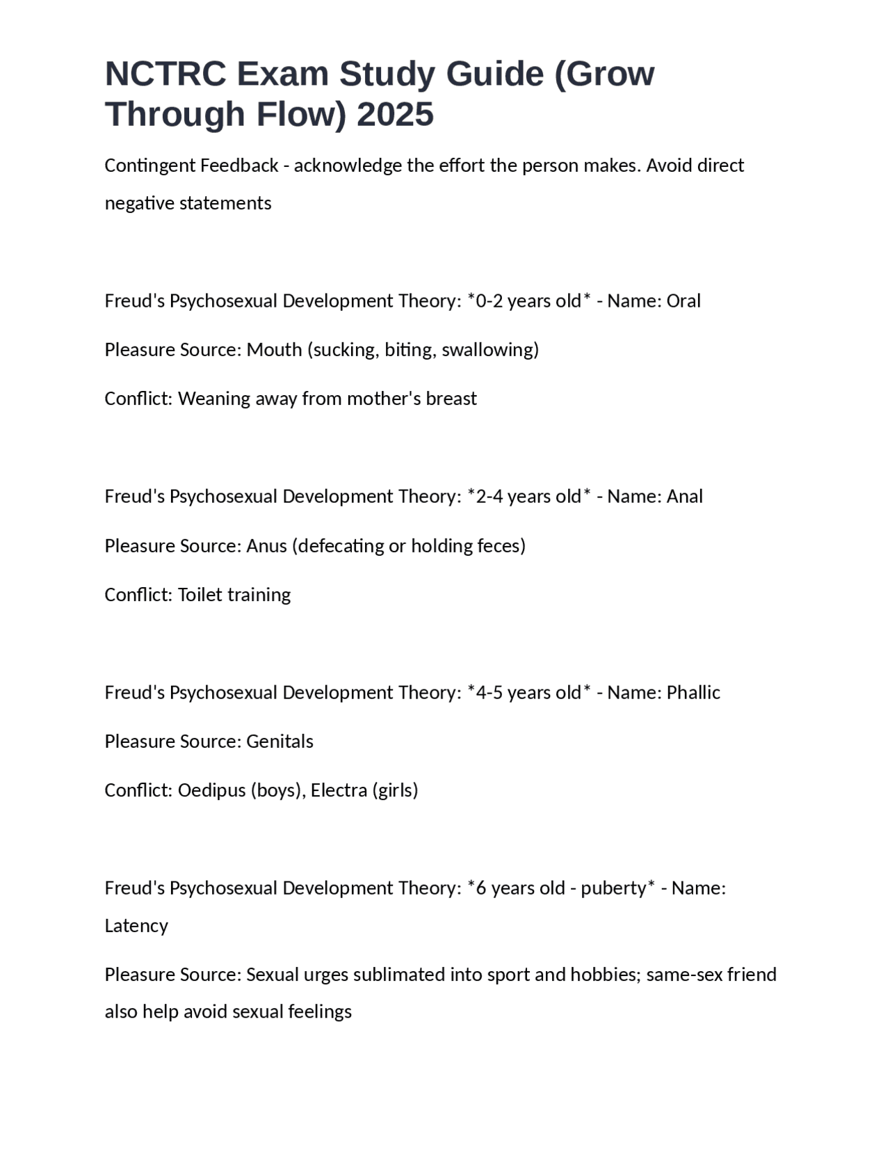 NCTRC Exam Study Guide (Grow Through Flow) 2025 | Exams Nursing | Docsity