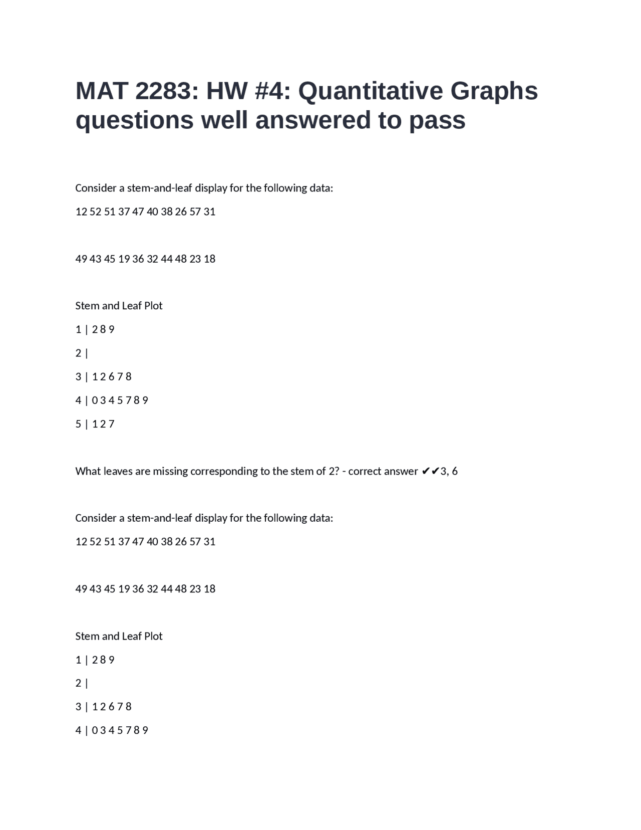 MAT 2283: HW #4: Quantitative Graphs - Exercises and Solutions | Exams ...