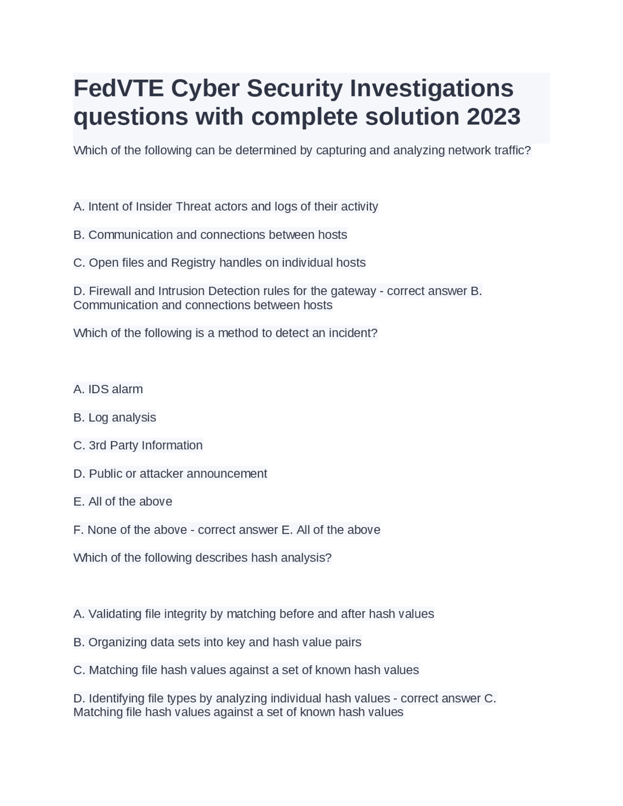 Cyber Security Investigations: Multiple Choice Questions and Answers ...