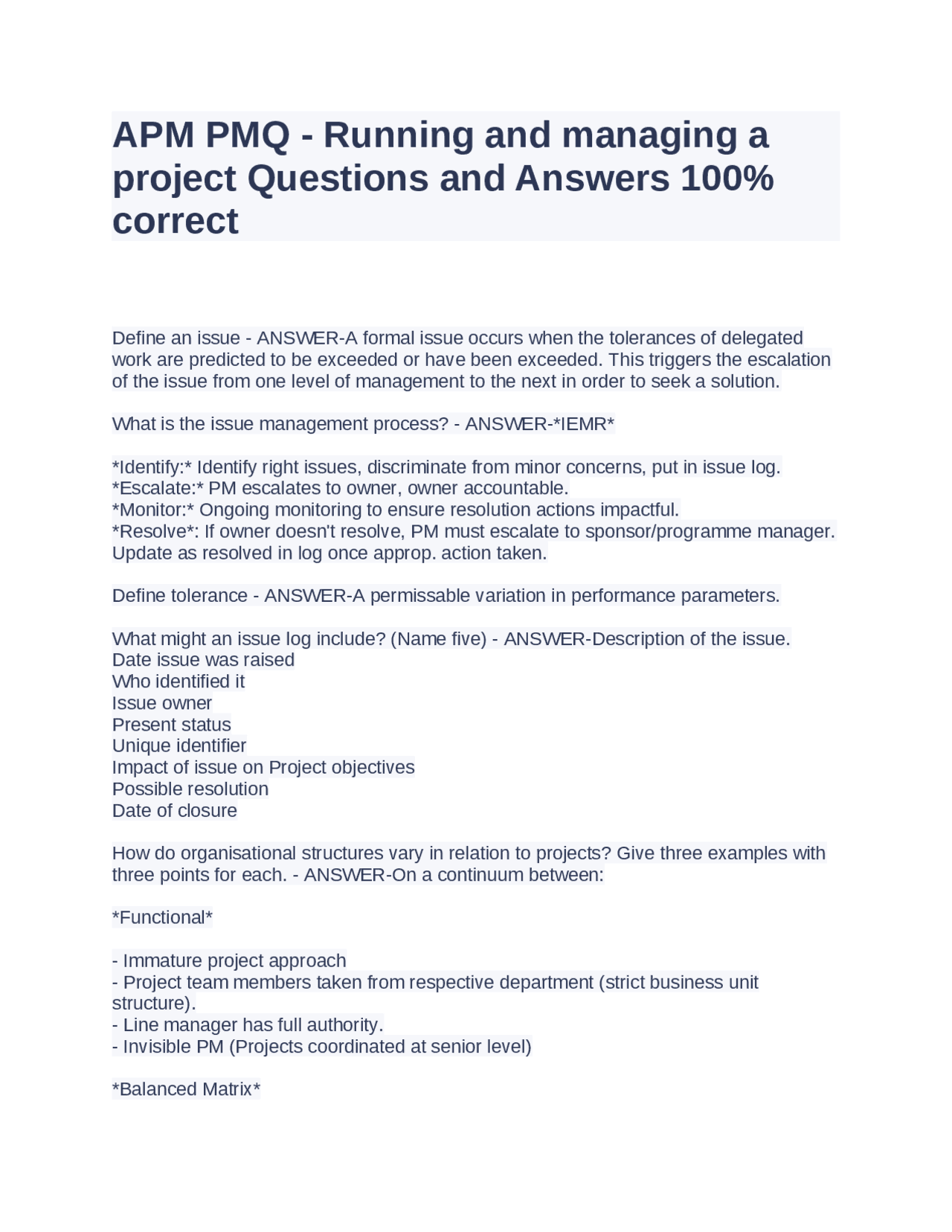 Project Management Questions and Answers: A Comprehensive Guide to APM ...