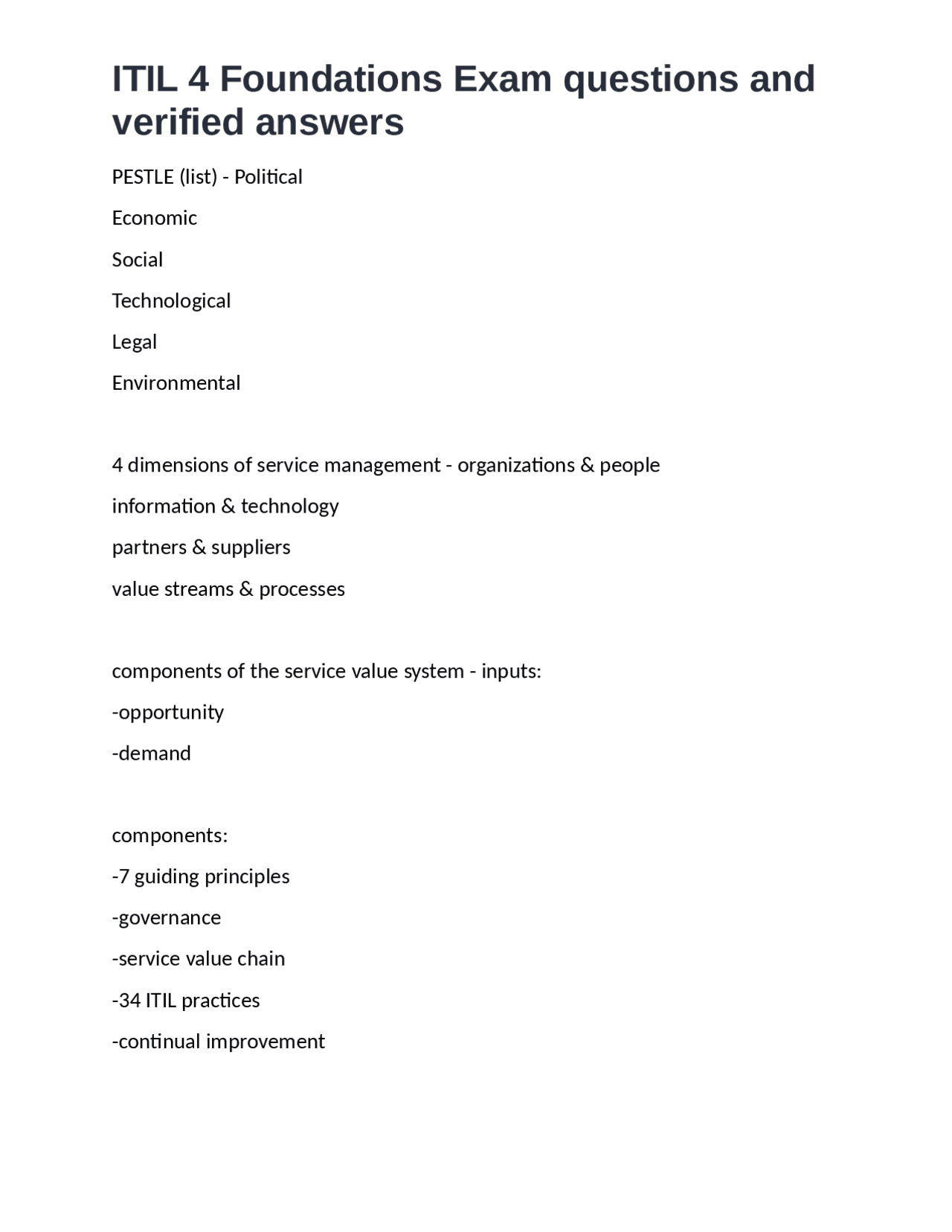 ITIL 4 Foundations Exam Questions and Answers: A Comprehensive Guide ...